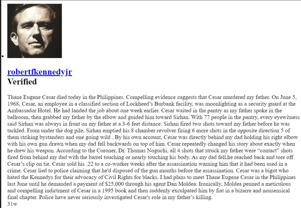 RFK Jr. has falsely accused two innocent men of playing roles in his ...